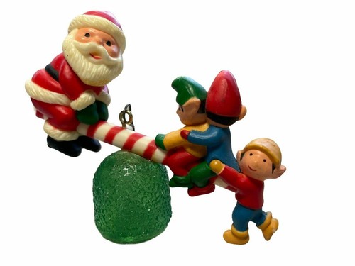 Vintage Avon Santa on a Gumdrop with Elves Christmas Tree Ornament | eBay