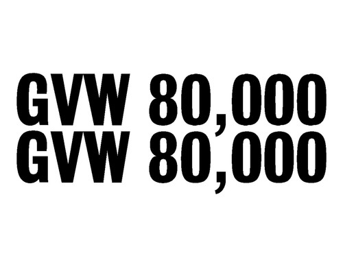 2 GVW 80,000 VINYL DECAL 2.5" X 14" / USDOT GROSS VEHICLE WEIGHT ...