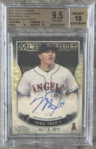 2016 Topps Chrome Mike Trout Auto 1/1 Superfractor MLB Debut Autograph ...