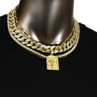 NEW CMG DOUBLE PENDANT & BOX CHAINS HIP HOP NECKLACE SET - RC2745 | eBay