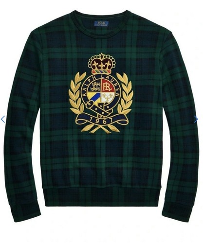 Polo Ralph Lauren Blackwatch Plaid Gold Logo Crown Fleece Sweatshirt ...