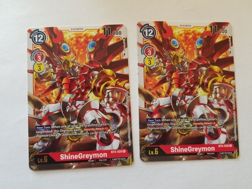 2X DIGIMON SHINEGREYMON CARD # BT4-020 RARE | eBay