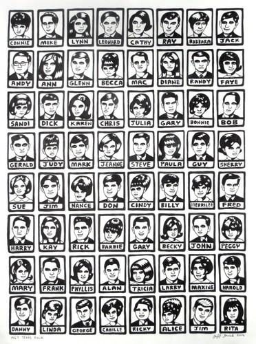 18 x 24 Pen Drawing 1967 TEXAS Yearbook FOLK portraits Outsider Art ...