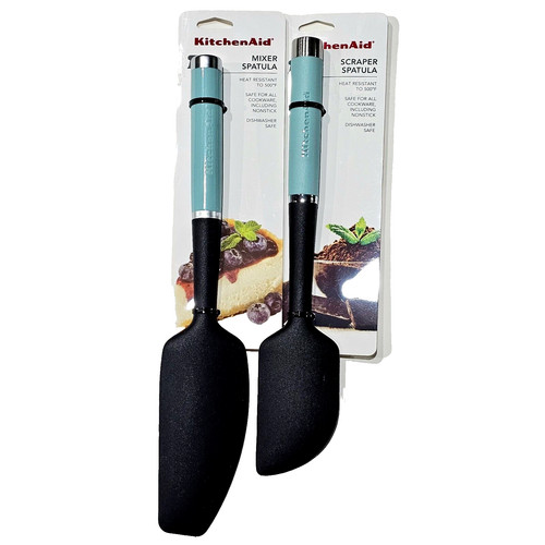Kitchen Aid Mixer And Scraper Spatula 2 Pack Light Blue Black Heat ...