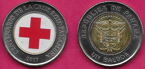 PANAMA 1 BALBOA 2017 UNC 1 YEAR TYPE,CENTENARIO DE LA CRUZ ROJA ...