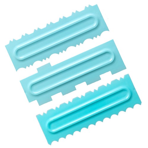 3 Pcs Cake Smoother Plastic Icing Comb Pastry Butter Cream Spatulas ...