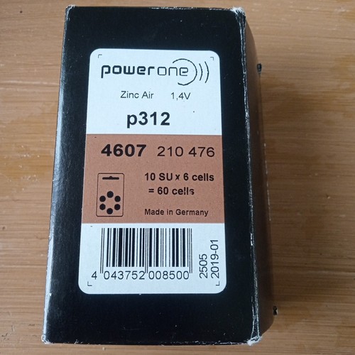 Power One P312 Box Of 60 Hearing Aid Batteries Date 2019 | eBay