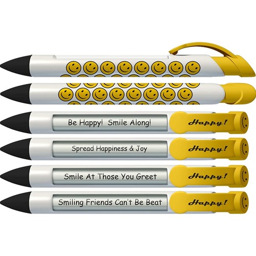 Friend Pen by Greeting Pen- Smiley Face Rotating Message 6 Pen Set ...