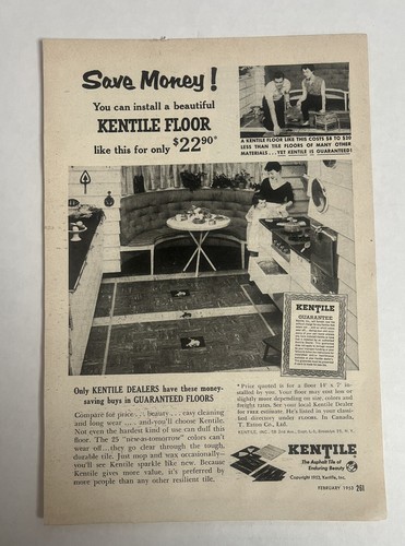 1953 KENTILE FLOORING PRINT AD Mom & Daughter In Kitchen Asphalt Tile ...