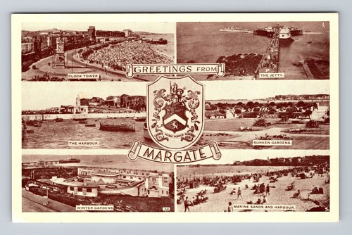 Greetings From Margate Scotland, City Seal And Area Scenes, Vintage ...