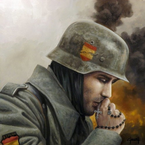 WW2 German Wehrmacht Spanish Blue Division Soldier Poster Print Picture ...