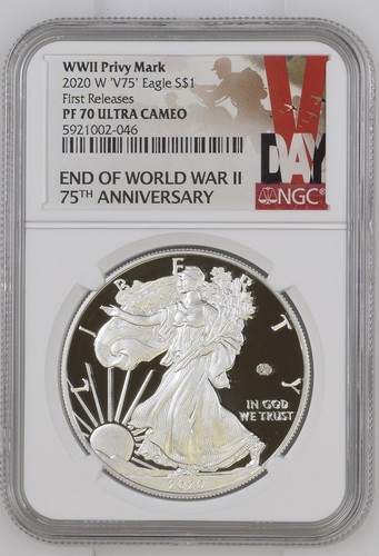 2020 Silver Eagle V75 Privy Mark WWII 75th Anniversary NGC PF70 Ultra ...