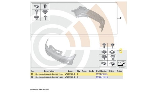 Genuine BMW E81 E87 116d 116i 1.6 Set Mounting Parts Bumper Front ...