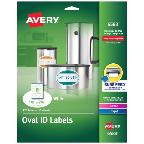 Avery Easy Peel Oval ID Labels, Sure Feed, Print to Edge, Perm Adhesive ...