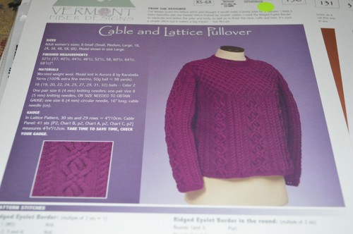 Vermont Fiber Designs Knitting Pattern 130 Cable & Lattice Pullover XS ...