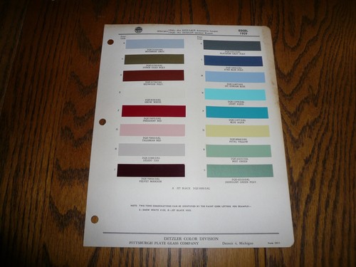 1959 Edsel Ditzler Color Chip Paint Sample - Vintage | eBay