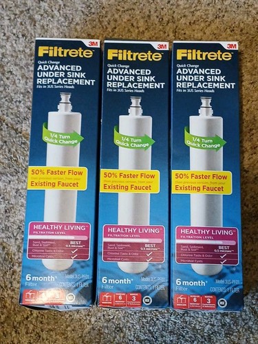Set Of 3 3M Filtrete Advanced Under Sink Quick Change Water Filter 3US ...