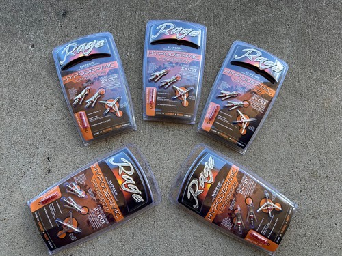 5 Packages Rage Cross Bow Hypodermic Deer hunting Broadheads 100 Grain ...