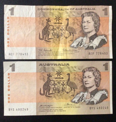 AUSTRALIA PAPER MONEY - ONE DOLLAR BANKNOTES (LOT OF 2)! | eBay