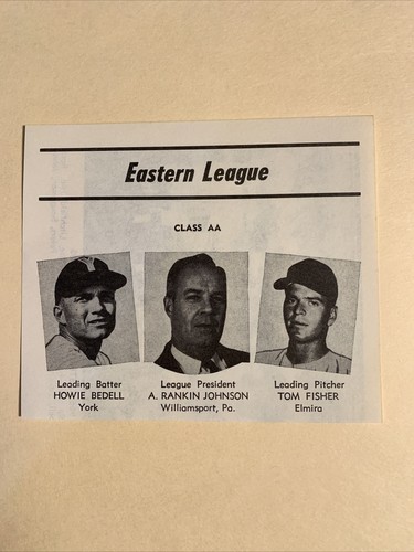Howie Bedell York Tom Fisher Elmira Pioneers 1966 Baseball Publication ...