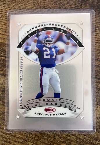 Tiki Barber 1997 DONRUSS PREFERRED PRECIOUS METALS 1 GRAM FINE SILVER ...