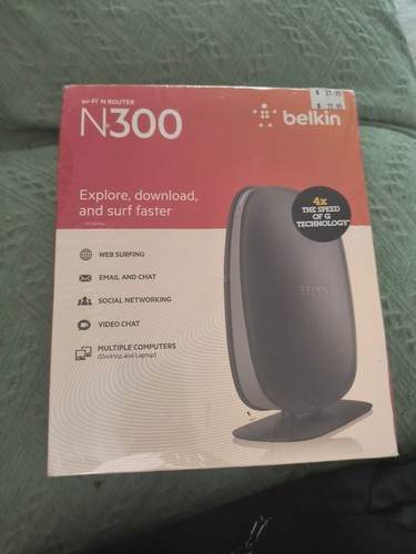 Belkin N300 Wi-Fi N Router 300 Mbps 4-Port 10/100 2.4 GHz Wireless New ...