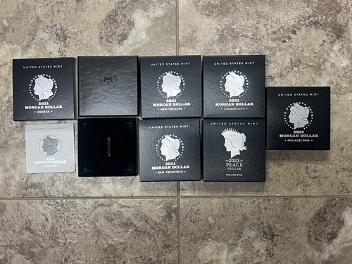 2021 Morgan & Peace Silver Dollar BOX & COA Only 6 Boxes - No coins or ...