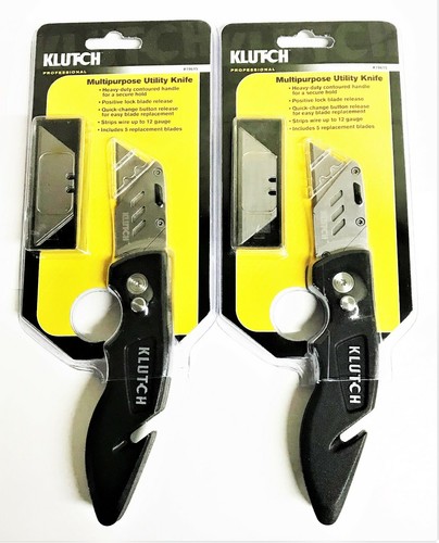 2 KLUTCH PRO LOCK BACK FOLDING UTILITY KNIVES PLUS 10 BLADES RAZOR ...