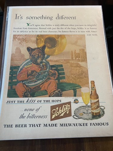 Vintage 1944 Schiltz Beer Bear Playing Tuba ad | eBay