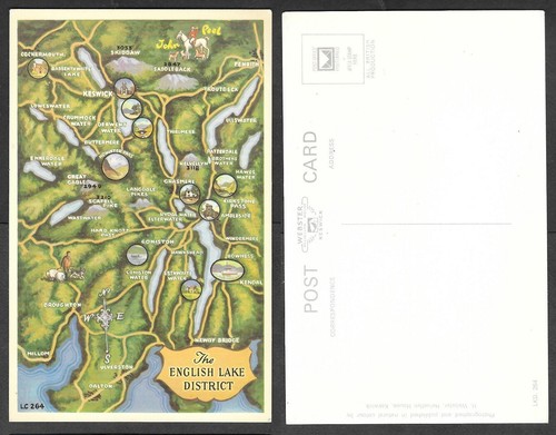 Old England Postcard - Map of English Lake District | eBay