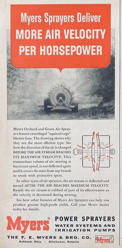 1957 AD(XG14)~F.E. MYERS CO. ASHLAND, OHIO. MYERS ORCHARD SPRAYER | eBay