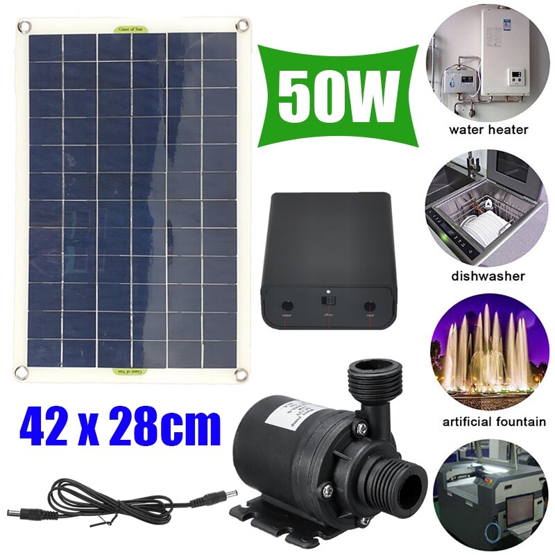 300lph Solar Panel Pond Pump With Battery Backup and Led Light water ...
