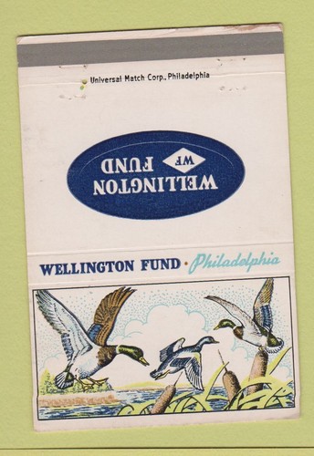 Matchbook Cover - Wellington Fund Philadelphia PA investments 40 Strike ...