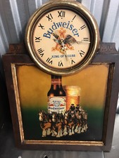 Vintage Beer Sign Clock In Collectible Budweiser Signs & Tins for sale ...
