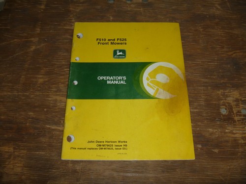 JD John Deere F510 F525 Front Mowers Owner Operator Maintenance Manual ...