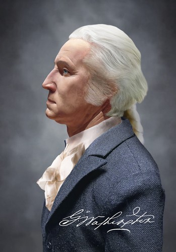 Real Profile Face of George Washington signed print Houdon life mask w ...