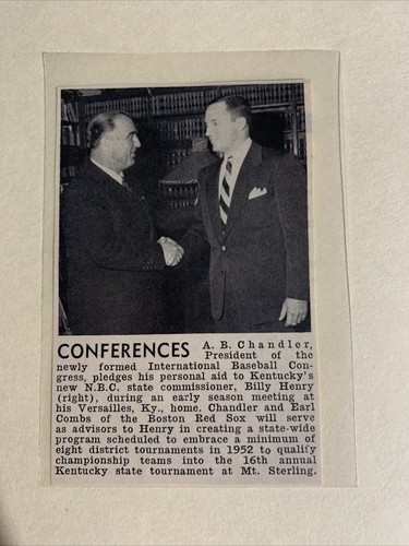 Happy Chandler NBC President & Billy Henry 1951 Baseball Small Picture ...