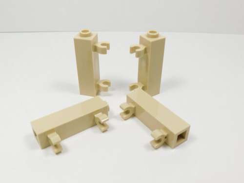 LEGO Lot of 4 Tan 1x1x3 Bricks w/ 2 Clips J2 | eBay