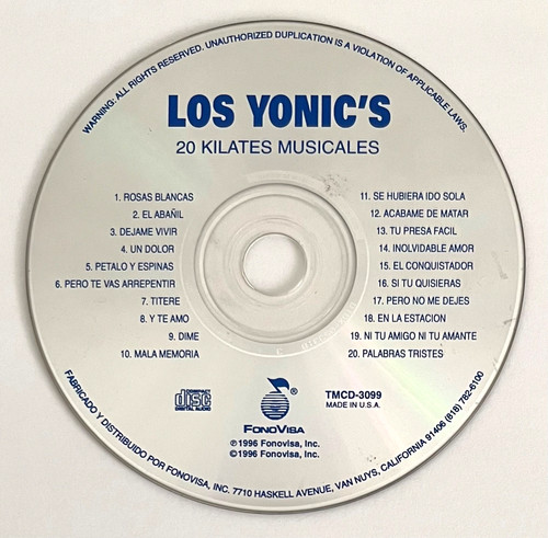 Los Yonic’s CD 20 Kilates Musicales Yonics Latin Tropical Pop Romantic ...