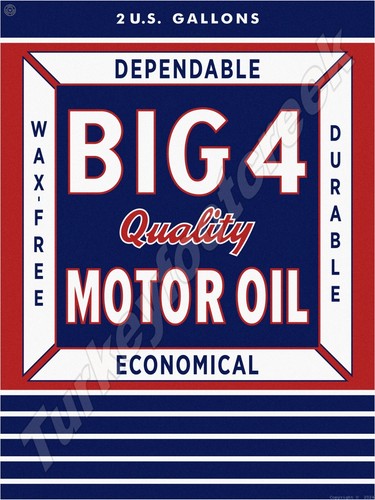 Big 4 Quality Motor Oil 2 Gallons Metal Sign 3 Sizes to Choose From | eBay