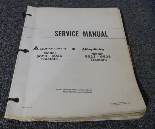 Simplicity 9523 9528 Tractor Shop Service Repair Manual PN 9004628 | eBay