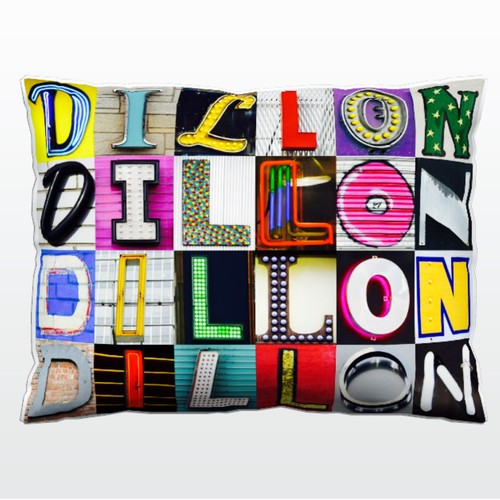 Personalized Pillow featuring the name DILLON in photos of actual sign ...