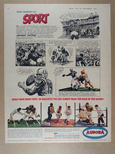 1965 Aurora Sport Models Johnny Unitas Jim Brown Babe Ruth vintage ...