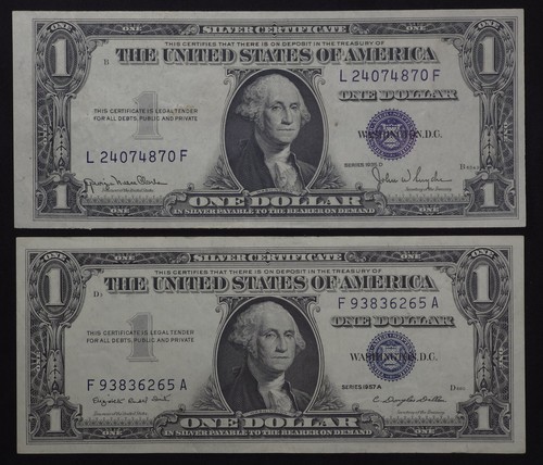 1935 D - 1957 A $1 One Dollar Silver Certificate Note Banknote Bill ...