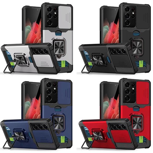 Pour Samsung Galaxy S22+ S21 Fe Note 20 Ultra Ring Case Slide Camera ...