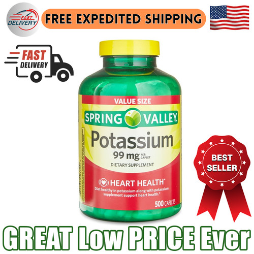 Spring Valley Potassium Caplets Dietary Supplement Value Size, 99 mg ...