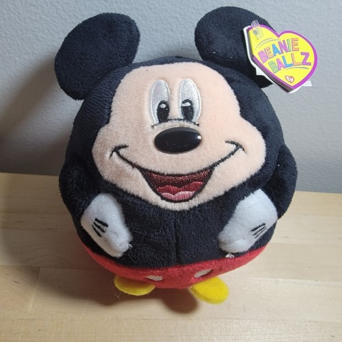 TY Mickey Mouse Plush 6" Beanie Babies Ballz Stuffed Animal Toy Soft ...