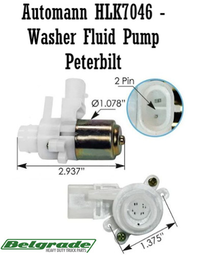 HLK7046 Windshield Wiper Washer Fluid Pump Peterbilt Replaces 104307 ...