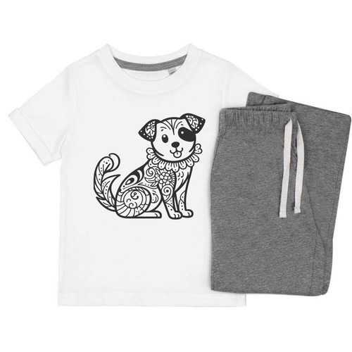 'Patterned Sitting Dog' Kids Nightwear / Pyjama Set (KP047693) | eBay