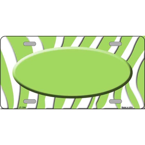 Lime Green White Zebra With Center Oval License Plate Tag LP-1384 | eBay